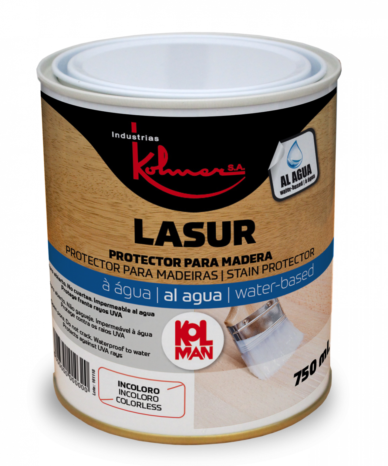 Lasur protector para madera al agua Natura Kolman. Barniz a poro abierto.